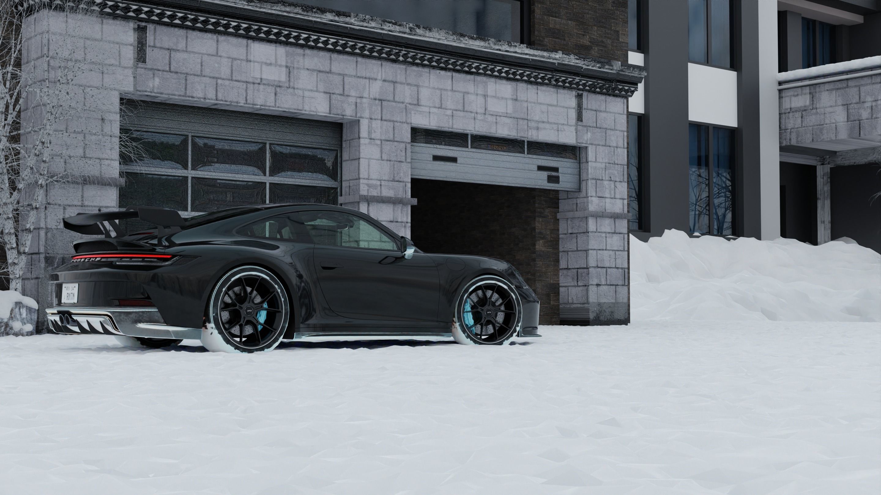 Automotive Snow Render Scene 3D Blender File Textured 3D model | CGTrader
