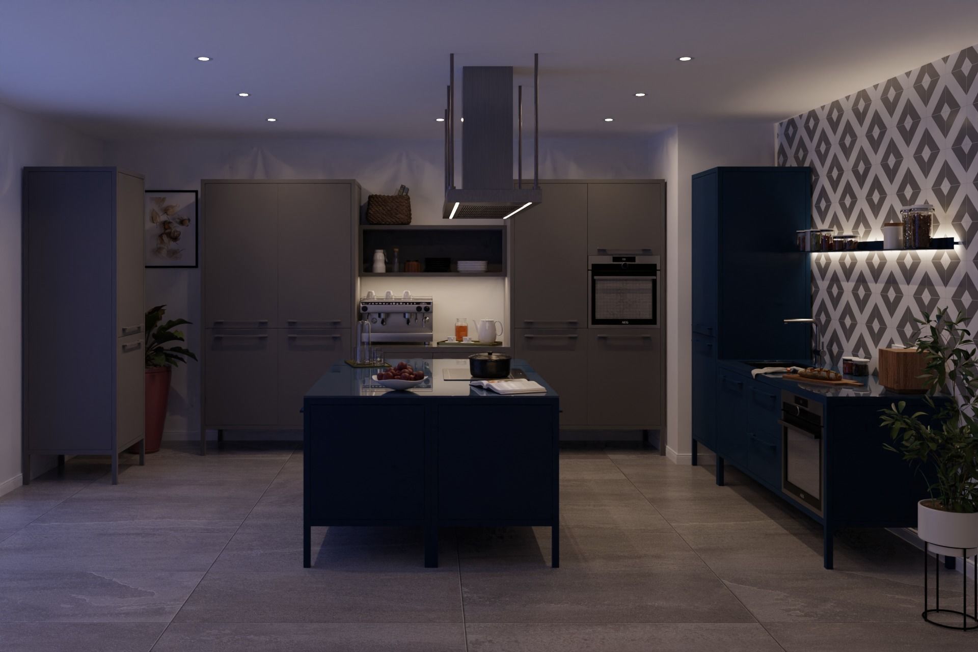 Mini Kitchen - Fantin Frame Kitchen with island 3D model | CGTrader
