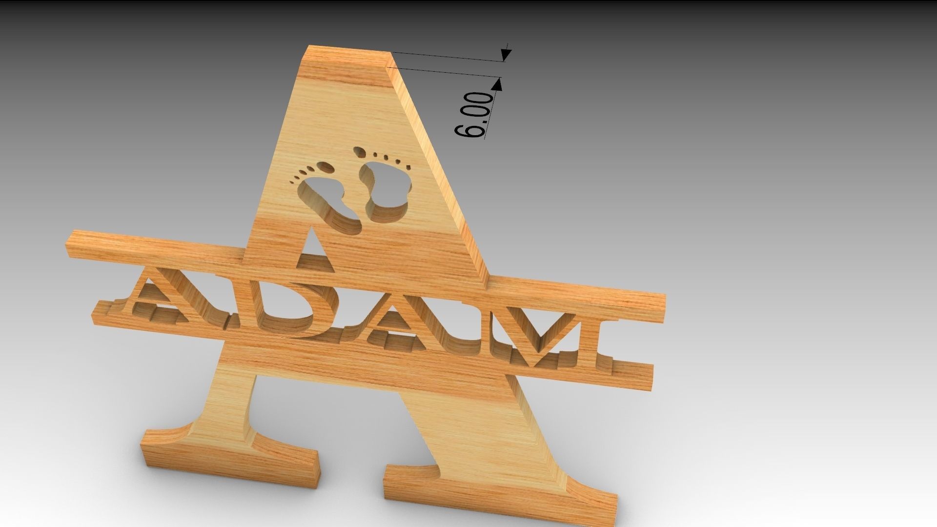 Wooden kid name decor ADAM 3D model | CGTrader