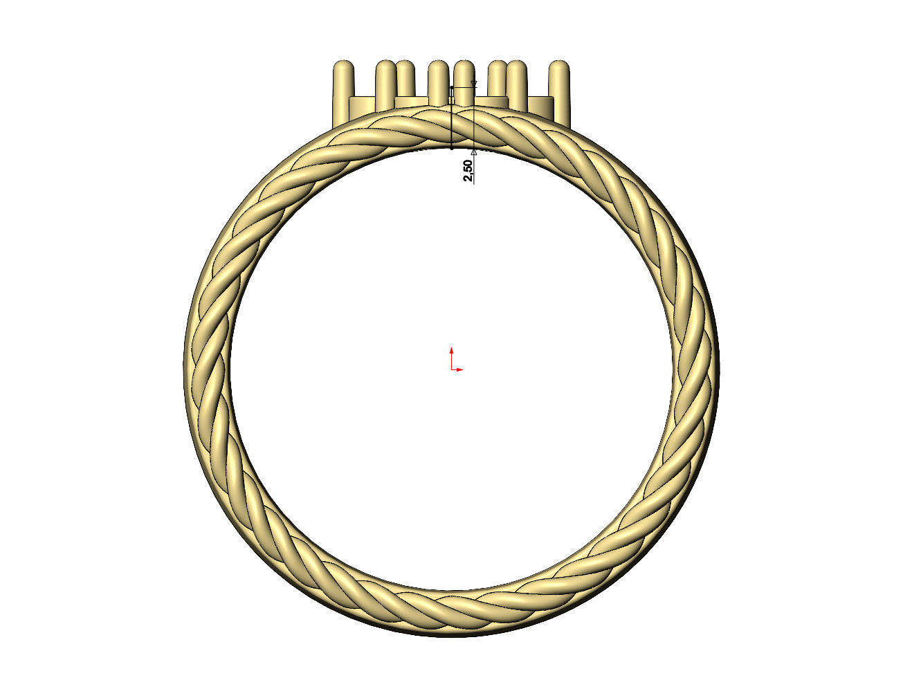 Diamond crown cluster split braided rope sides ring US sizes 7 8 3D ...