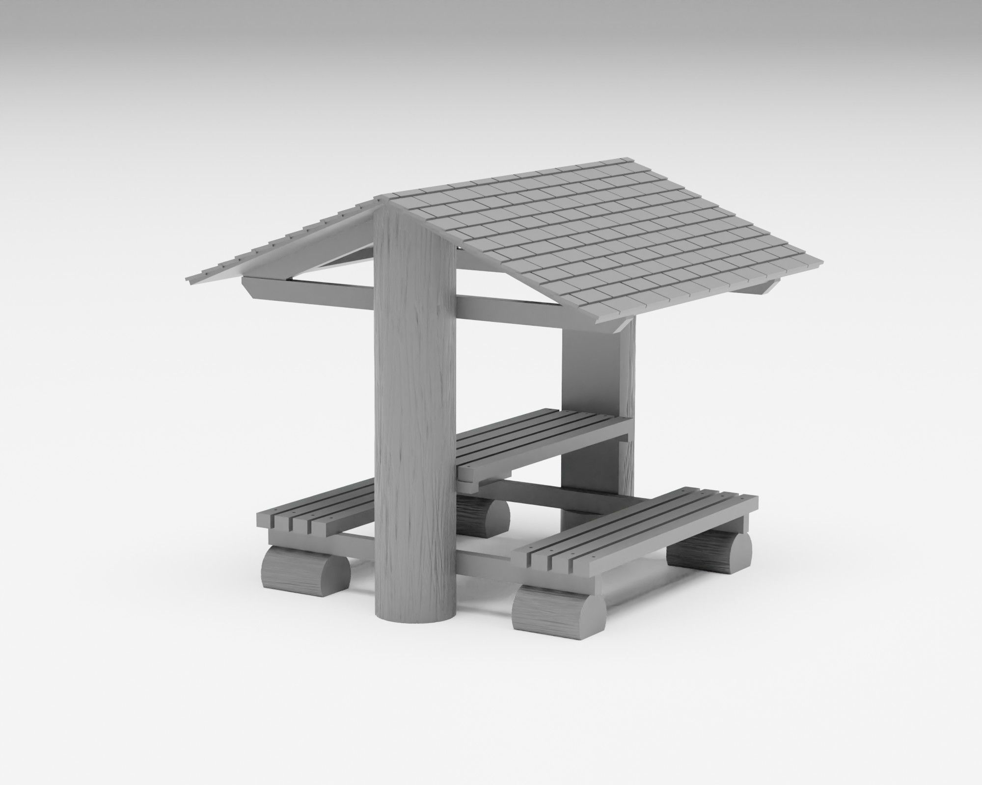 Park benches pack - benches picnic tables and gazebo H0 scale 3D model ...