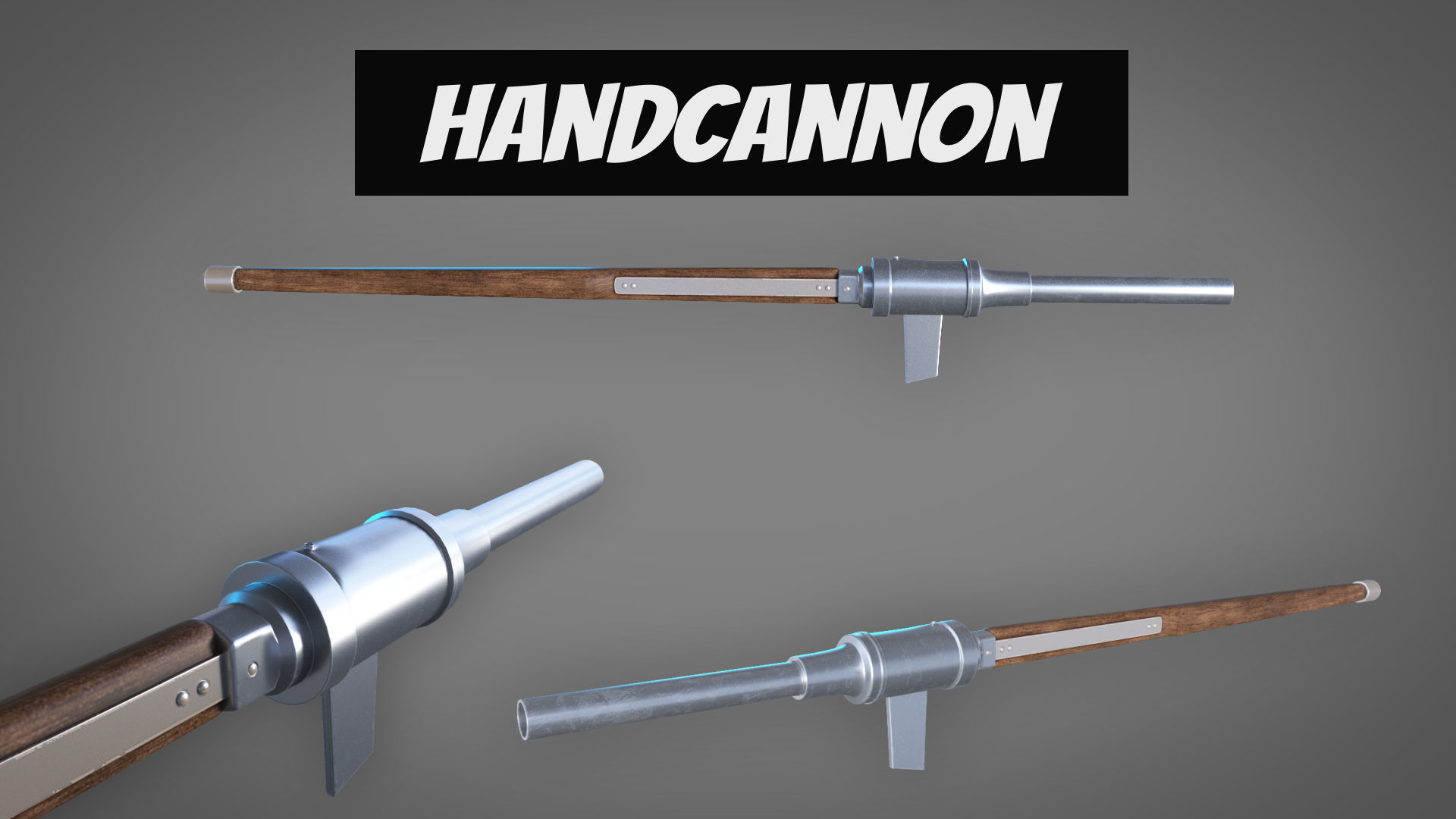 3D model Medieval HandCannon Long handle Version 3D Model Lowpoly VR ...