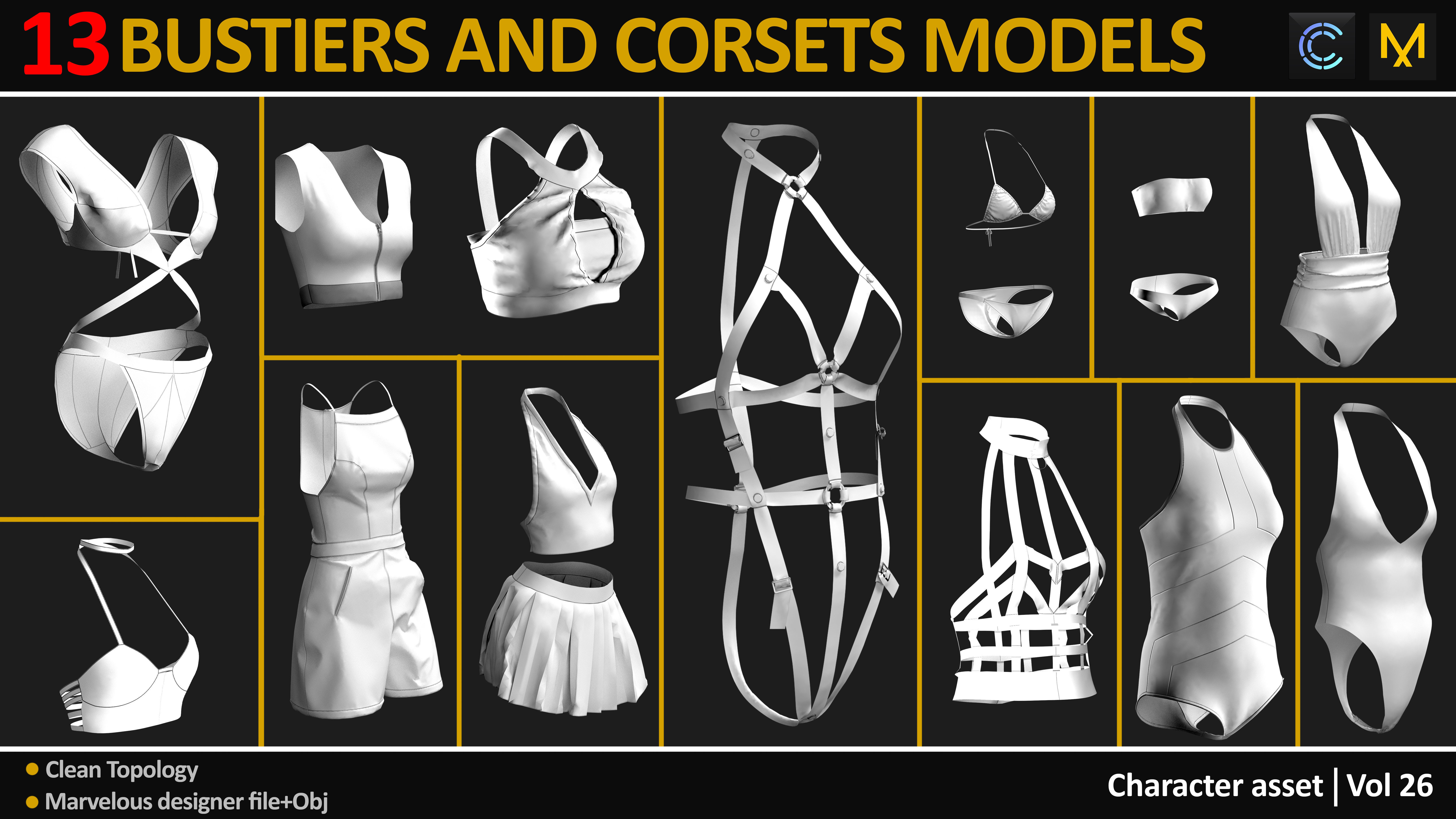 3D model 13 BUSTIERS AND CORSETS MODELS VR / AR / low-poly | CGTrader