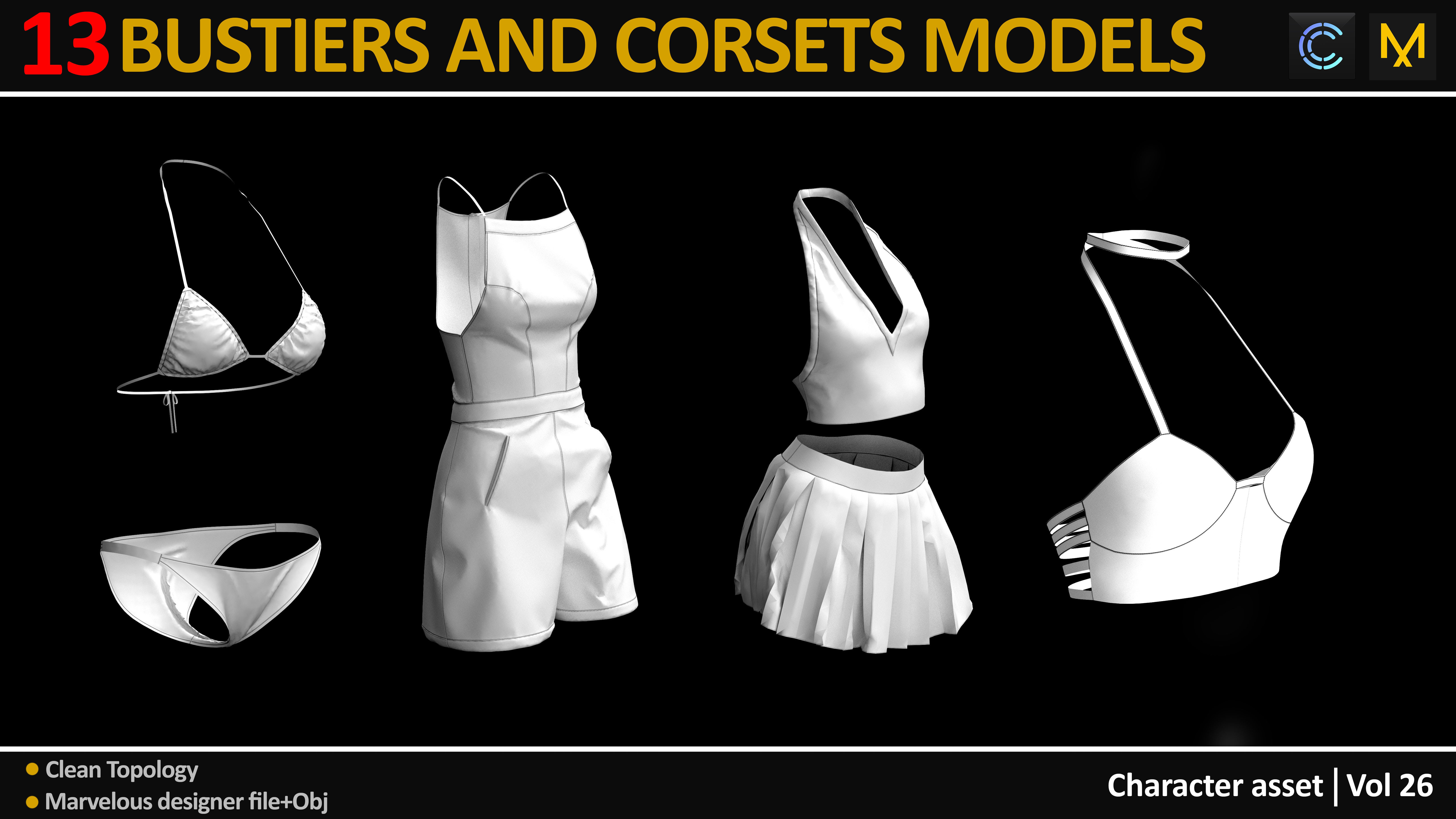 3D model 13 BUSTIERS AND CORSETS MODELS VR / AR / low-poly | CGTrader