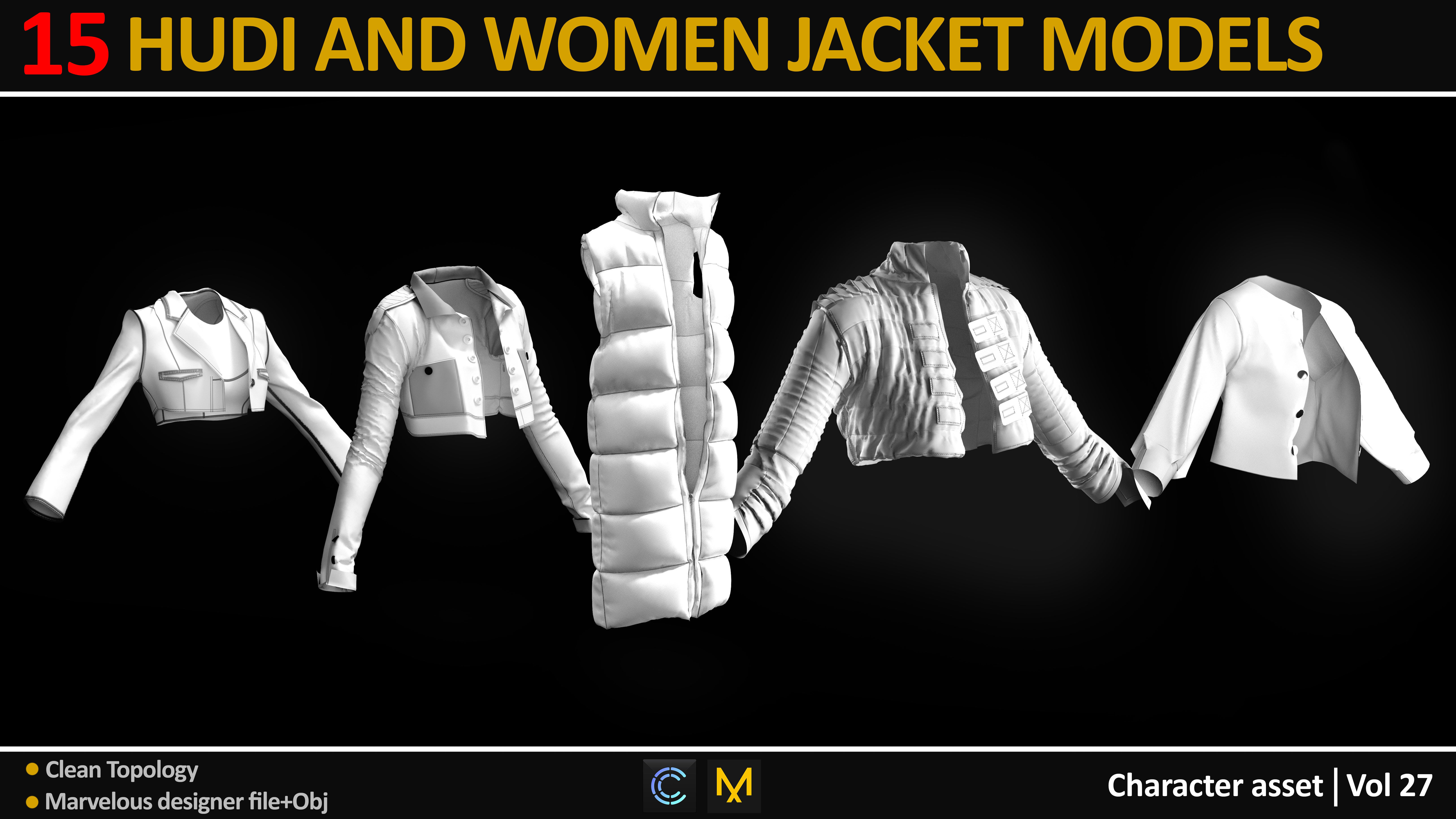 3D model 15 HUDI AND WOMEN JACKET MODELS VR / AR / low-poly | CGTrader
