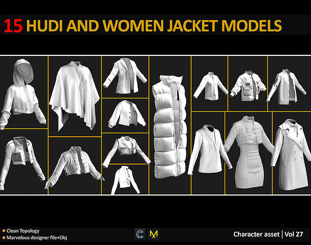 3D model 15 HUDI AND WOMEN JACKET MODELS VR / AR / low-poly | CGTrader