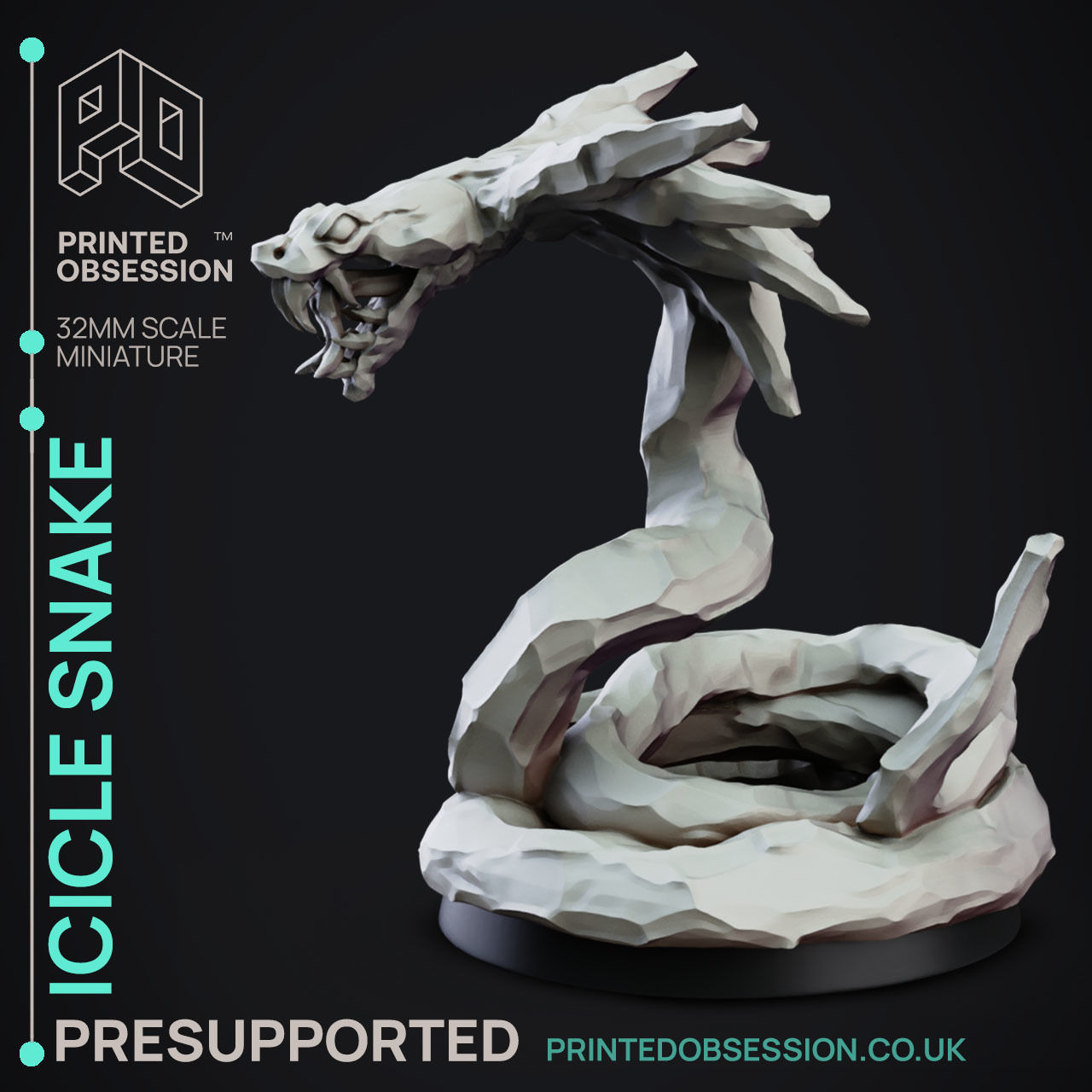 Icicle Snake - 3D Printable TTRPG - PRESUPPORTED - 32mm Scale 3D model ...