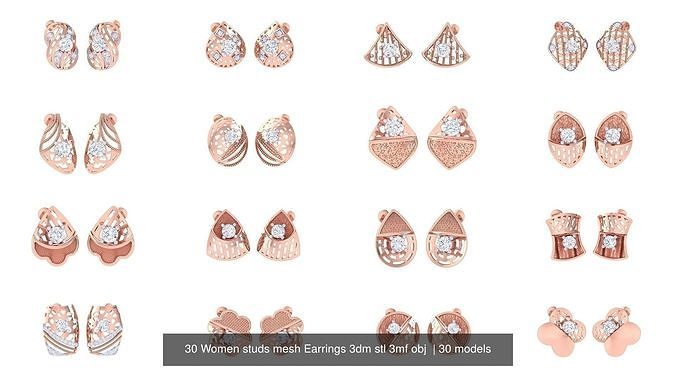 30 Women studs mesh Earrings 3dm stl 3mf obj 3D Model Collection 3D printable | CGTrader
