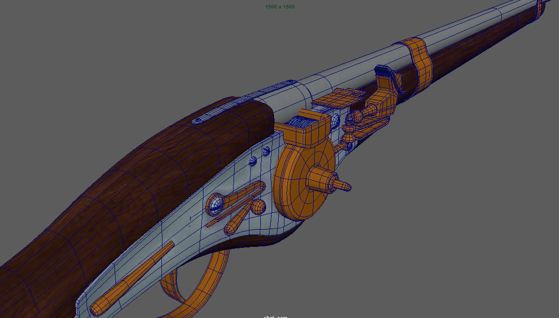 3D model WheelLock Musket Firearm LowPoly 3D Model VR / AR / low-poly ...