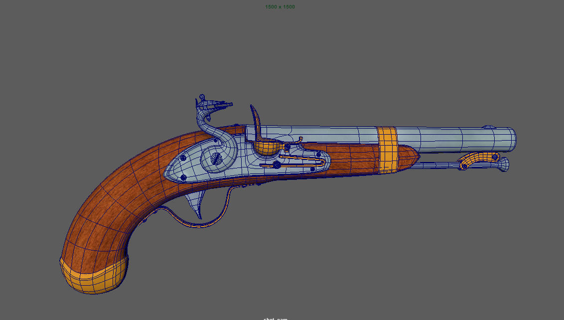 3D model Flintlock Pistol Firearm LowPoly 3D Model VR / AR / low-poly ...