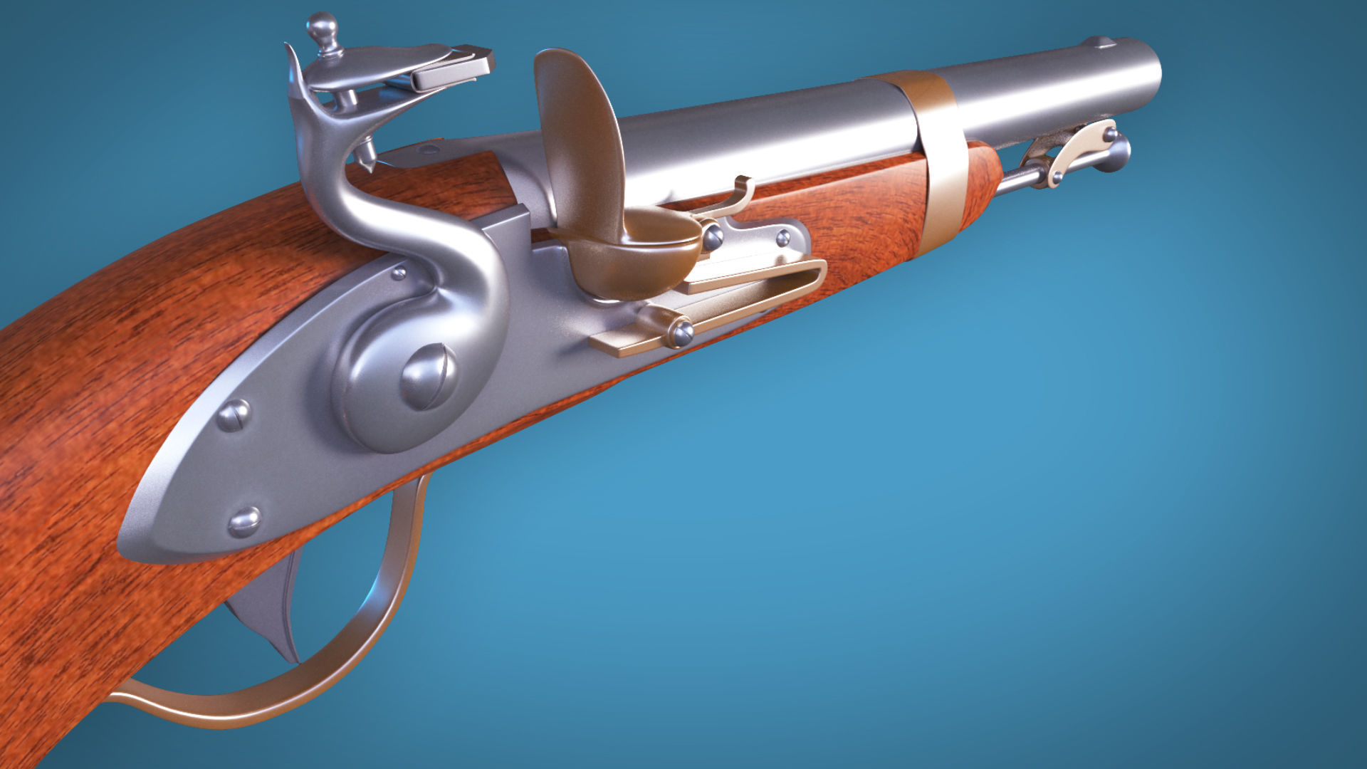 3D model Flintlock Pistol Firearm LowPoly 3D Model VR / AR / low-poly | CGTrader