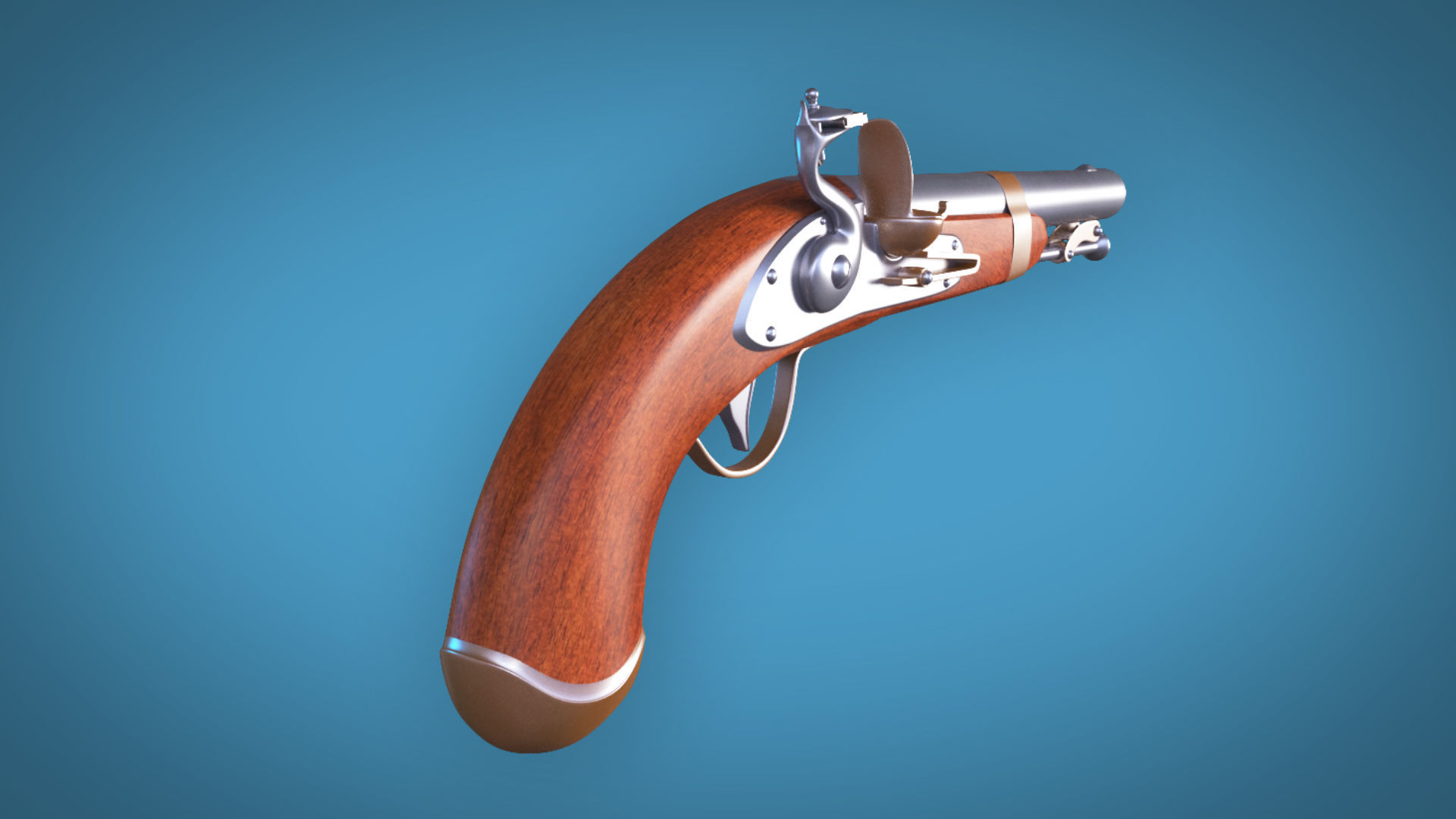 3D model Flintlock Pistol Firearm LowPoly 3D Model VR / AR / low-poly | CGTrader