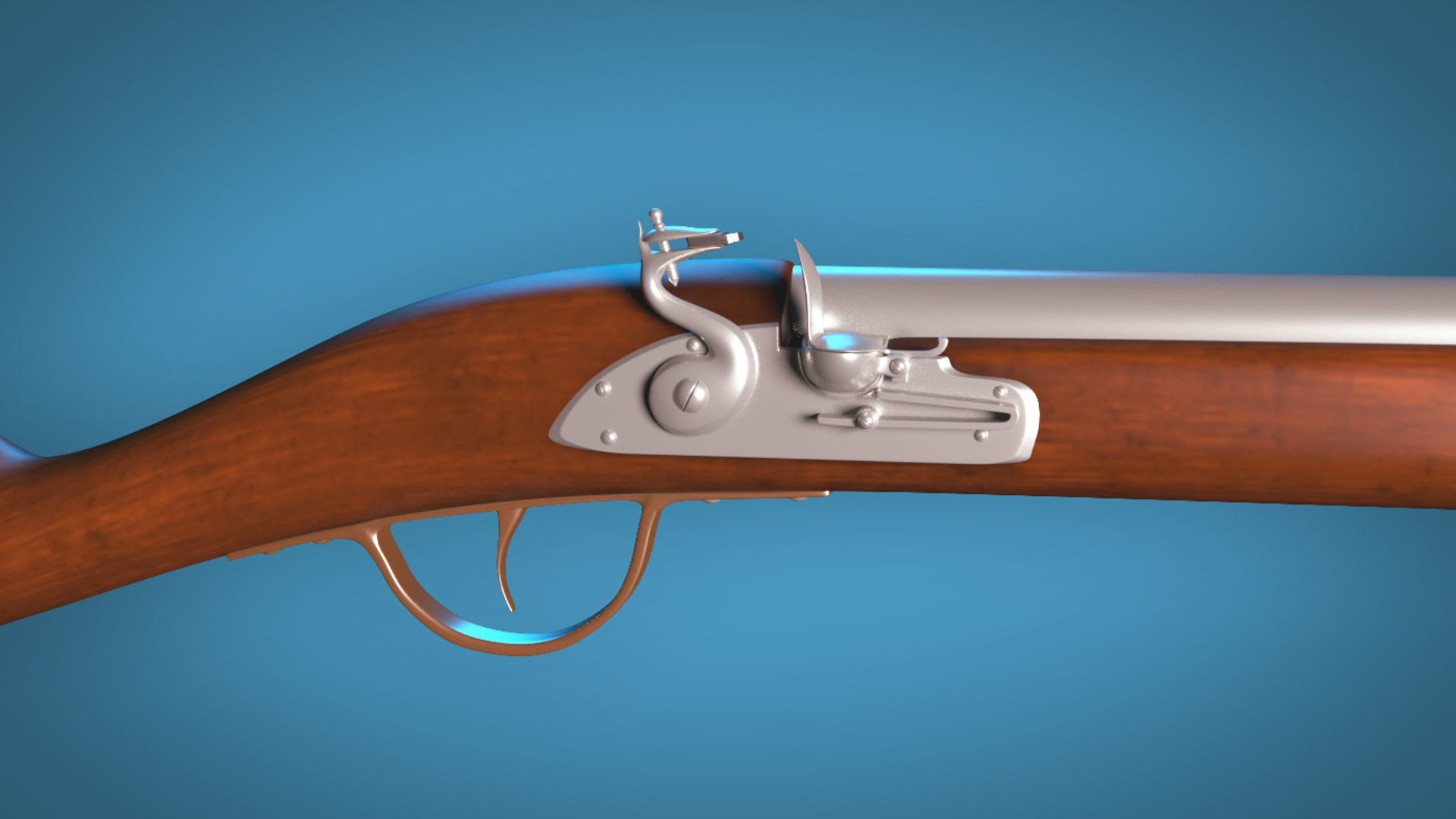 3D model Flintlock Musket Firearm LowPoly 3D Model VR / AR / low-poly ...