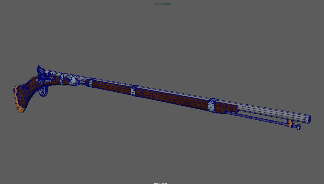 3D model FlintLock Rifle LowPoly Firearm 3D Model VR / AR / low-poly ...