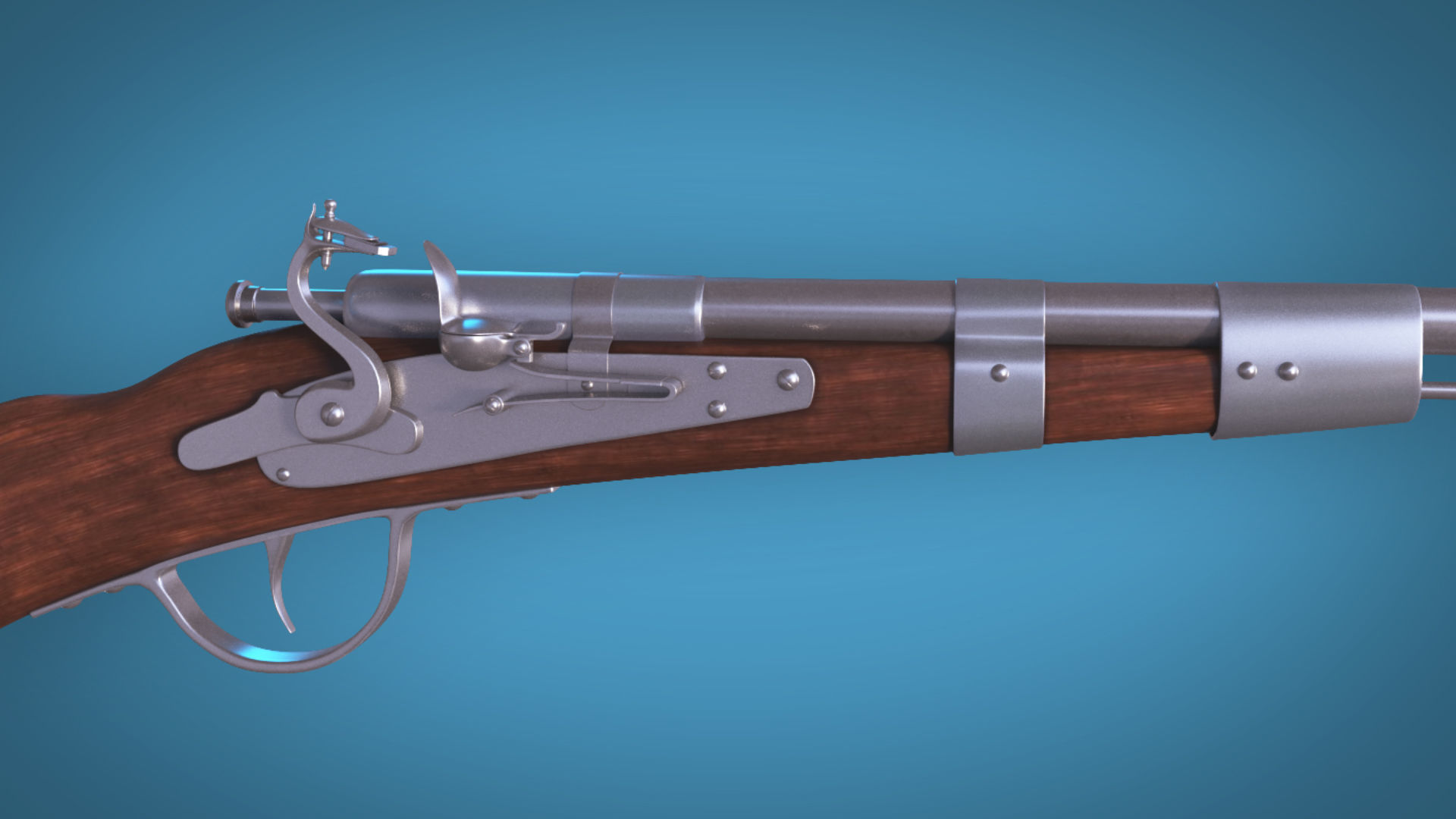 3D model FlintLock Rifle LowPoly Firearm 3D Model VR / AR / low-poly ...