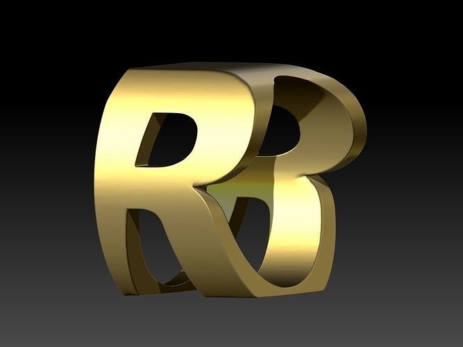Fancy ring letter R 3D model 3D printable | CGTrader