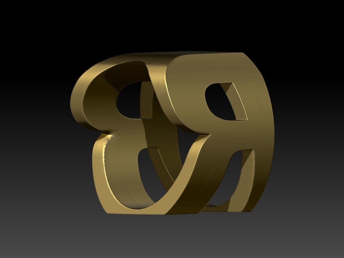 Fancy ring letter R 3D model 3D printable | CGTrader