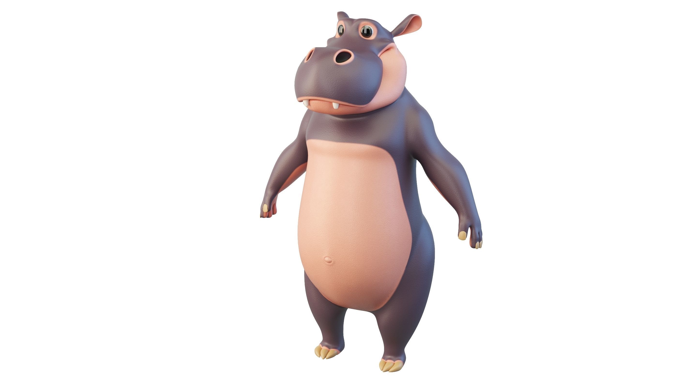 Cartoon Hippo Character 3D model | CGTrader