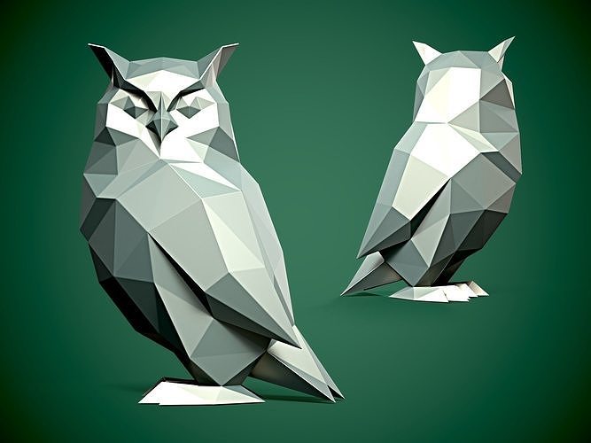 Low Poly style Owl 3d model and Pepakura 3D model 3D printable | CGTrader