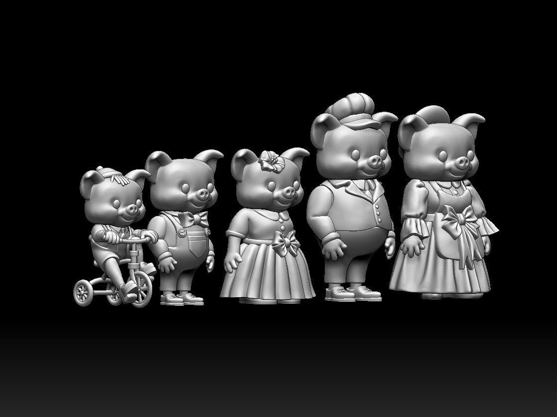 FAMILY PIG 3D model 3D printable | CGTrader