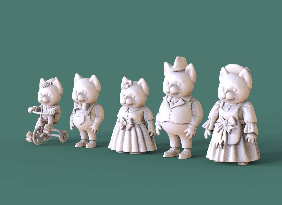 FAMILY CATS 3D model 3D printable | CGTrader