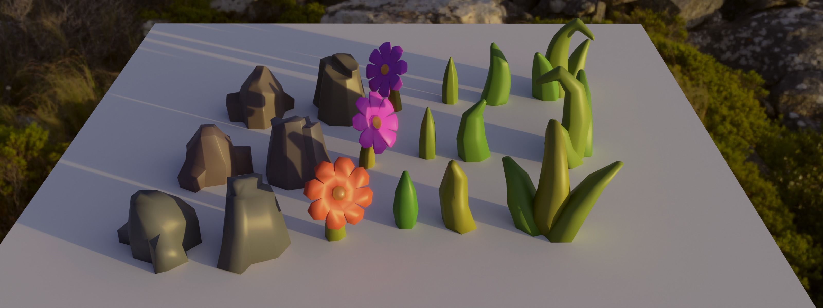 3D model Low poly grass elements VR / AR / low-poly | CGTrader