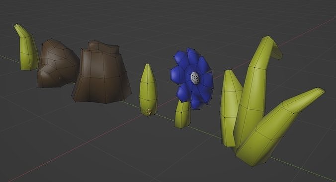 3D model Low poly grass elements VR / AR / low-poly | CGTrader