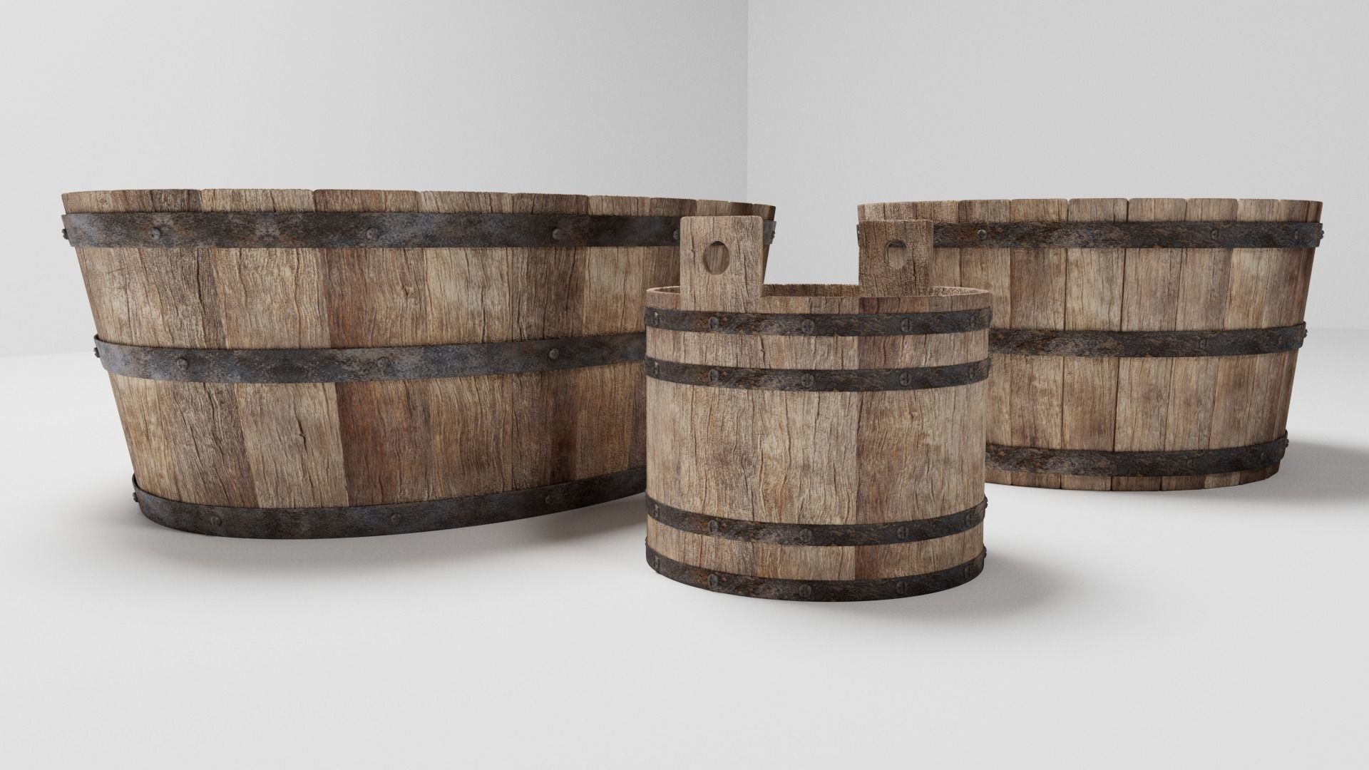 Medieval Tub Set 3D model | CGTrader