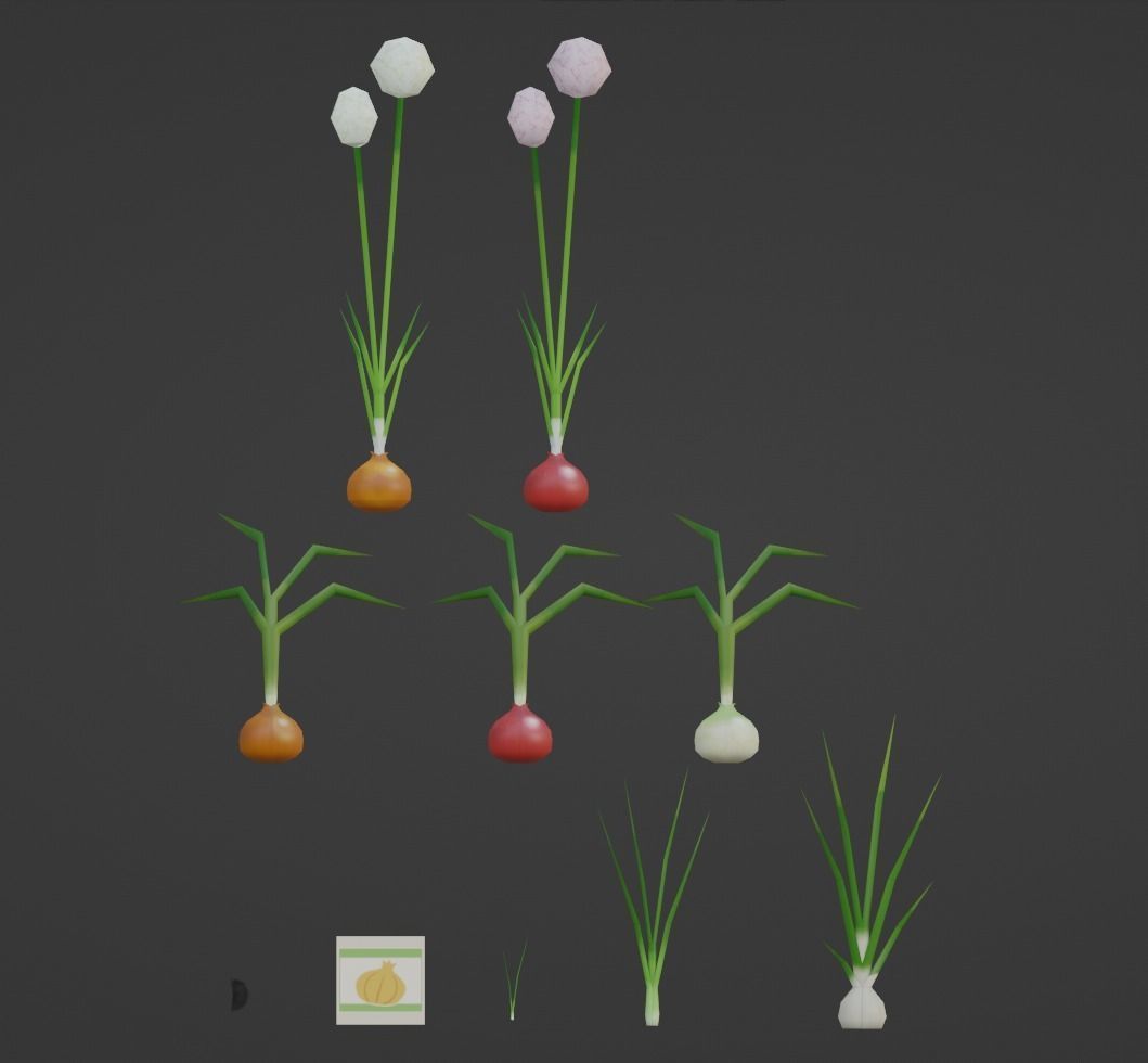 3D model Onion growing and cooking set VR / AR / low-poly | CGTrader