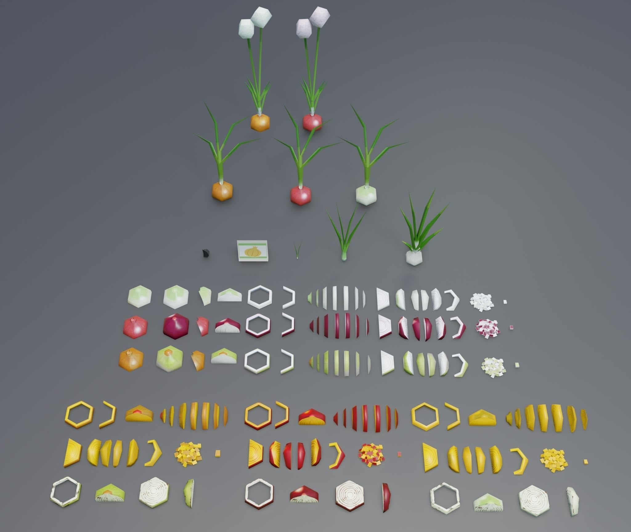 3D model Onion growing and cooking set VR / AR / low-poly | CGTrader