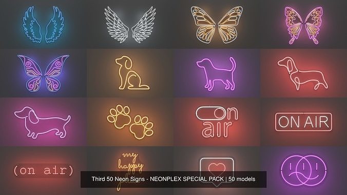 Third 50 Neon Signs - NEONPLEX SPECIAL PACK 3D Model Collection | CGTrader