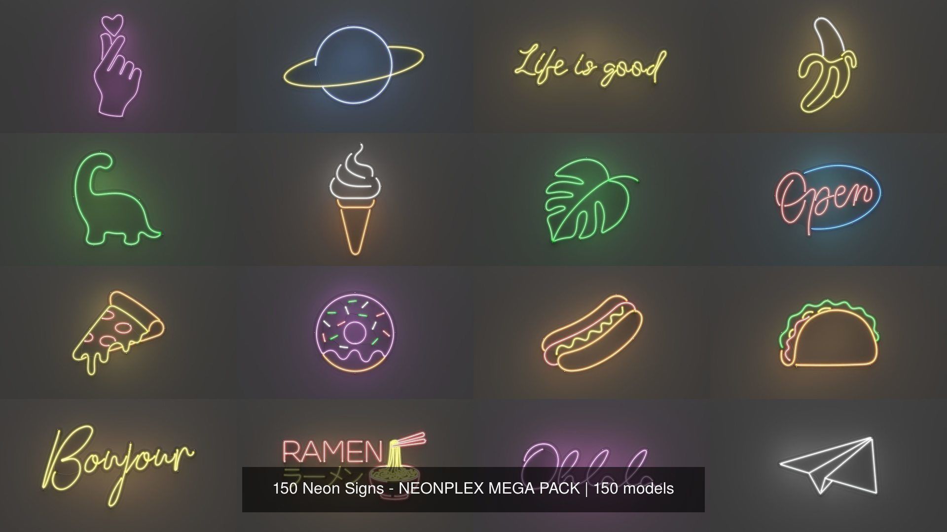 150 Neon Signs - NEONPLEX MEGA PACK 3D Model Collection | CGTrader