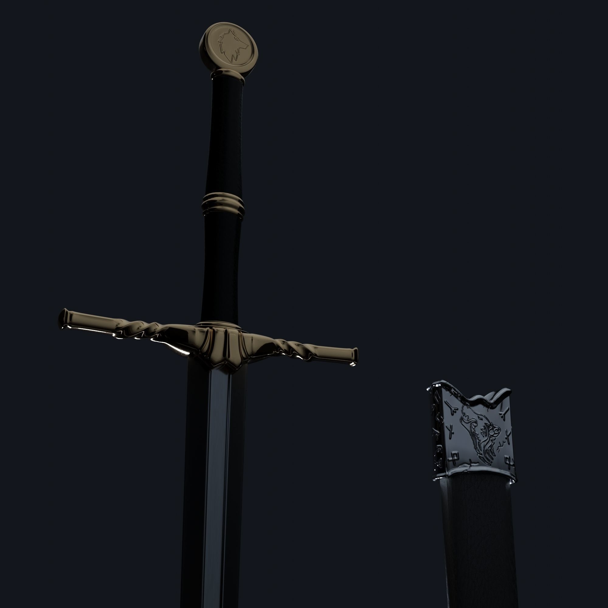 Bastard Sword with Sheath in the Witcher style 3D model | CGTrader