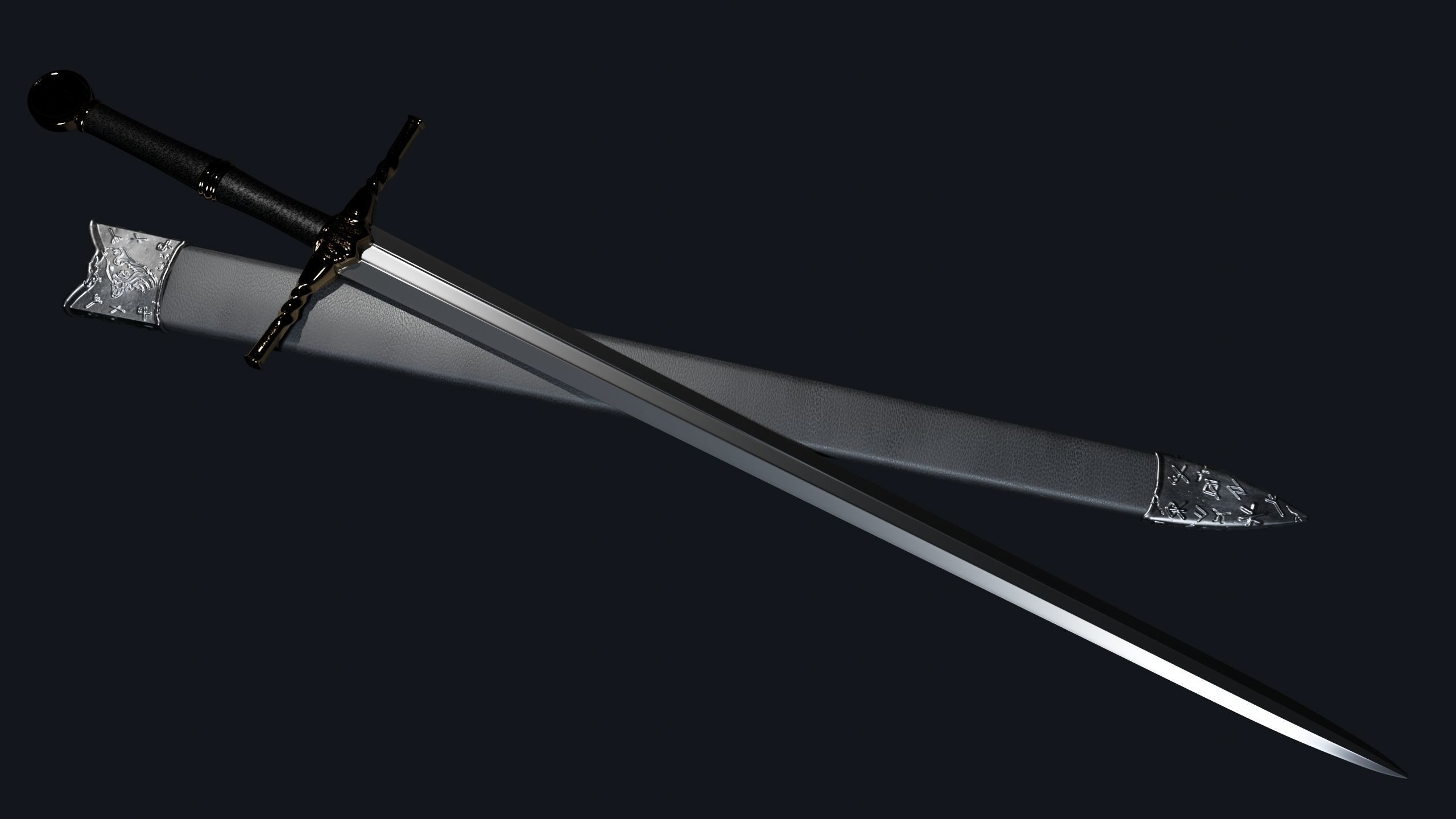 Bastard Sword with Sheath in the Witcher style 3D model | CGTrader