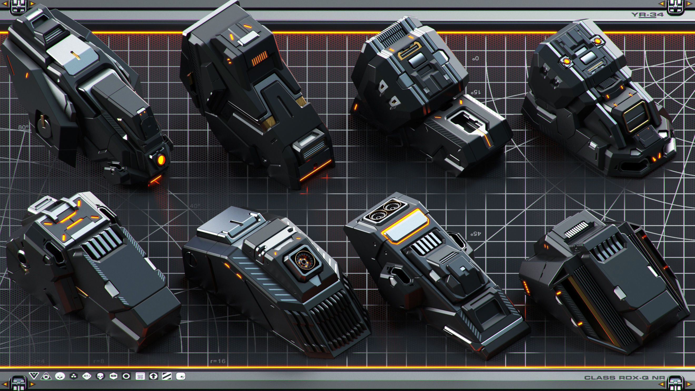 SPACESHIP Sci-Fi Hard Surface KITBASH 350 DETAILS 3D model | CGTrader