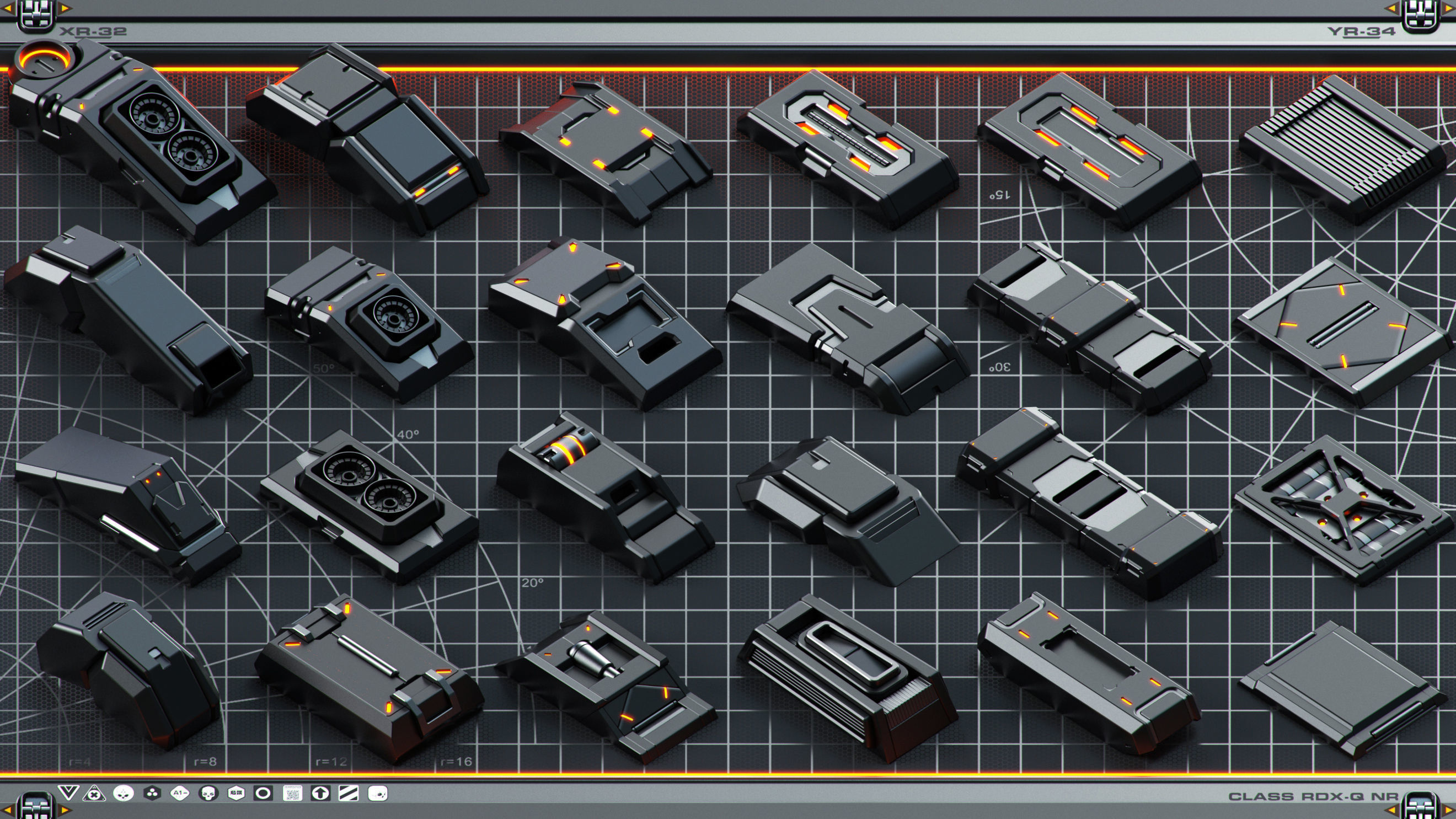 SPACESHIP Sci-Fi Hard Surface KITBASH 350 DETAILS 3D model | CGTrader