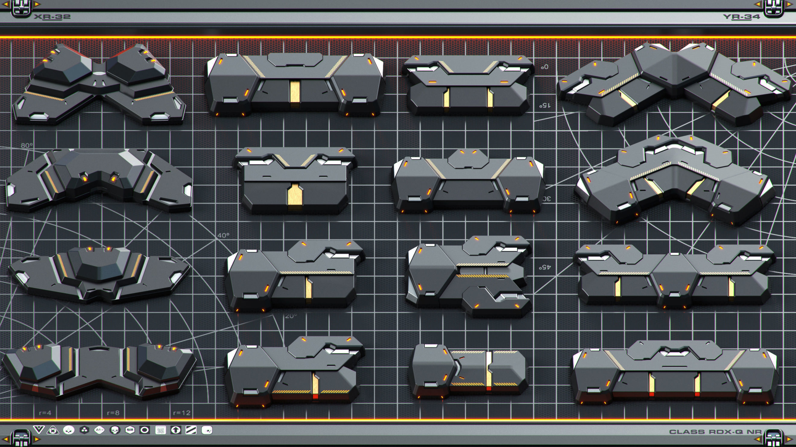 SPACESHIP Sci-Fi Hard Surface KITBASH 350 DETAILS 3D model | CGTrader