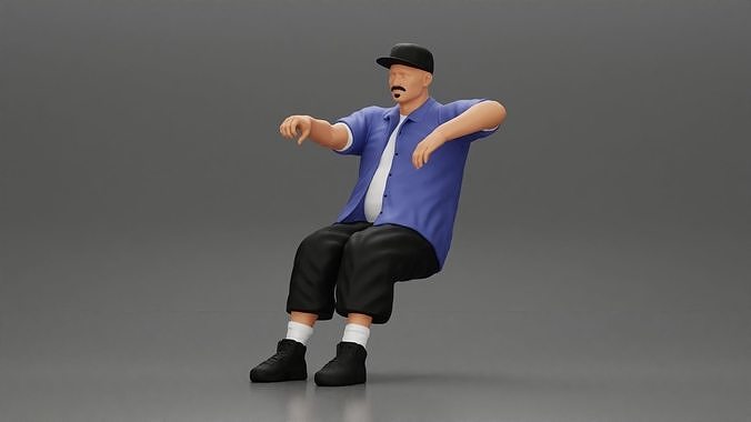 Gangster homie in cap with arm on window driving the car 3D model 3D ...