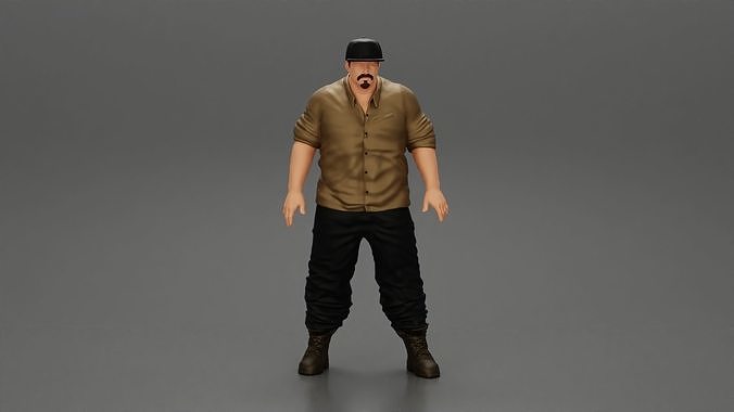 Big strong gangster homie in cap and shirt standing 3D model 3D ...