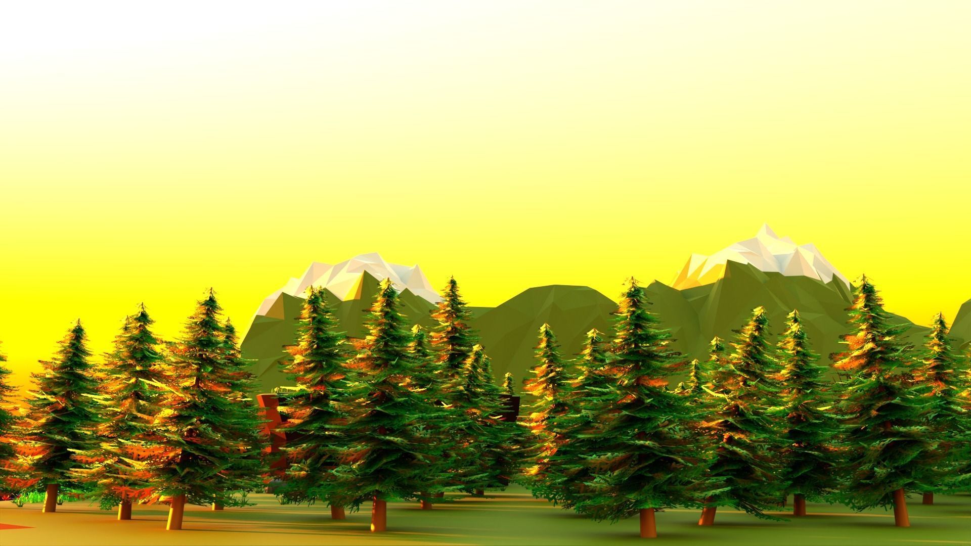 3D model Low Poly Pine Forest VR / AR / low-poly | CGTrader