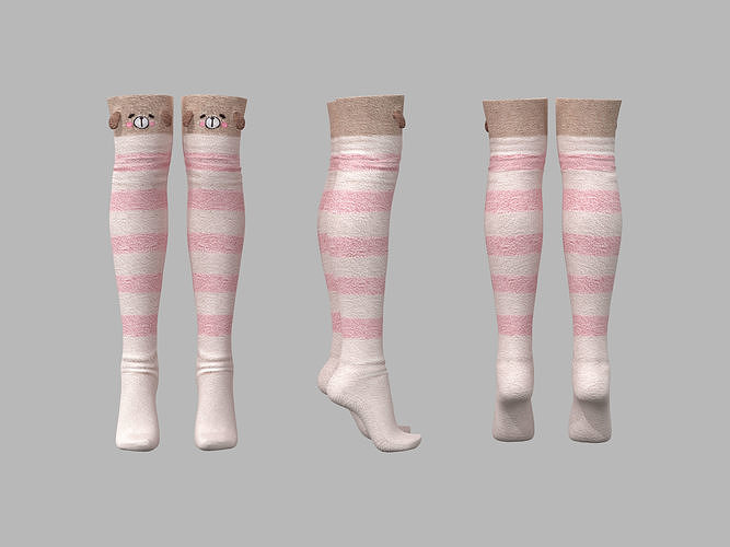 3D model Overknee Socks with Ears VR / AR / low-poly | CGTrader