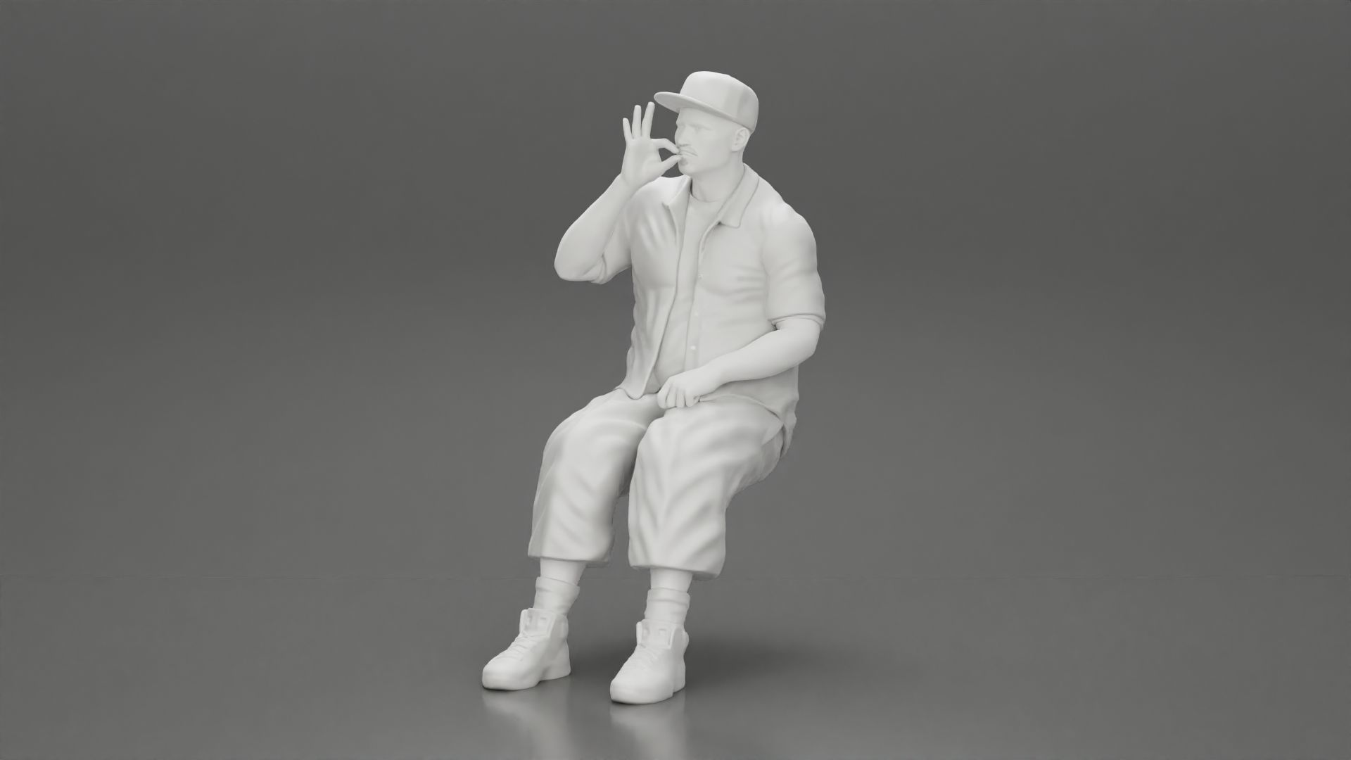 Gangster homie in cap Sitting On the car And Smoking Cigar 3D model 3D ...