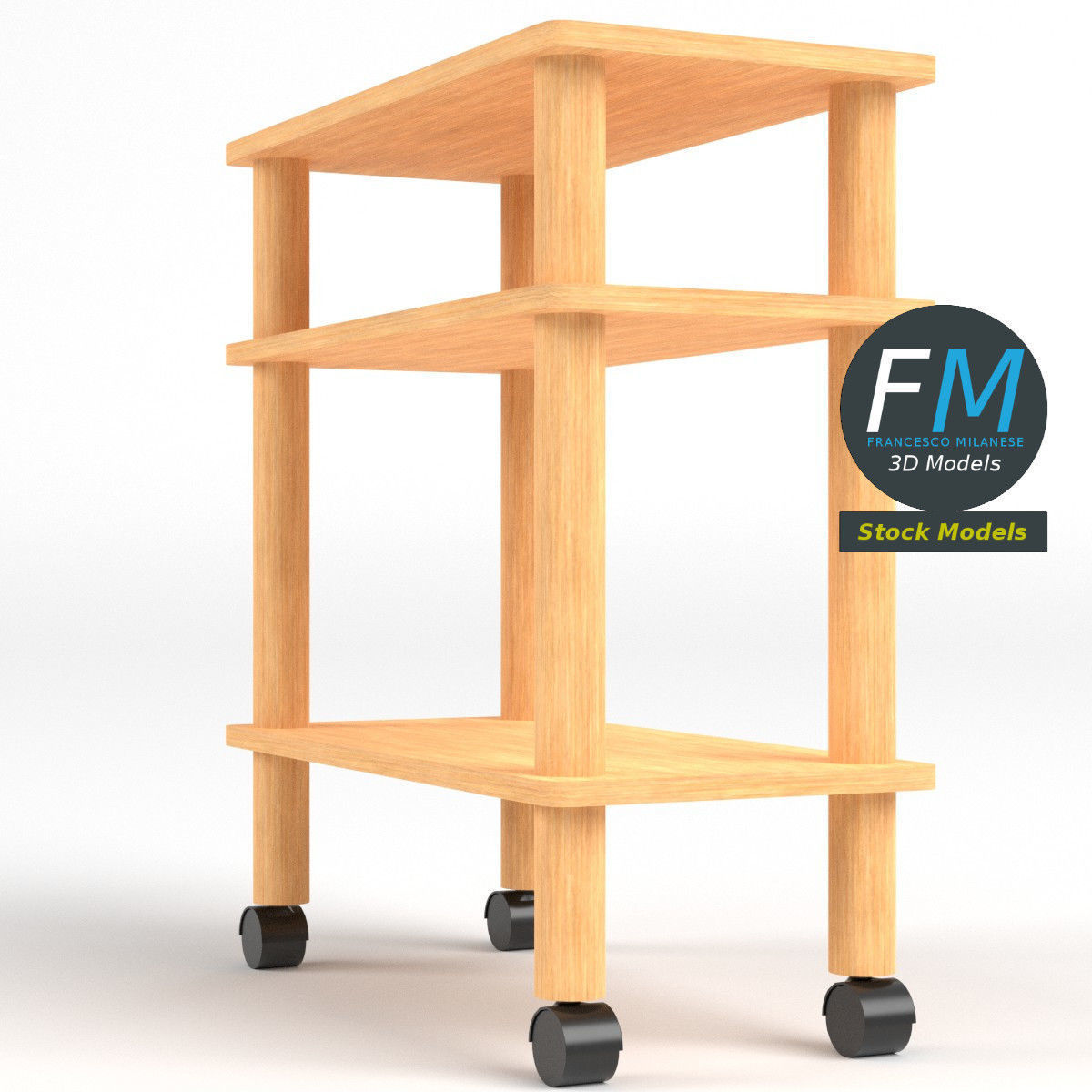Wooden utility cart 3D model | CGTrader