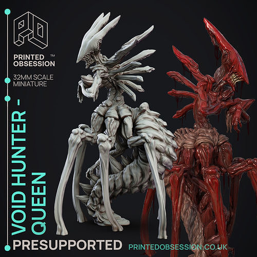 Queen Void Hunter - 3D Printable TTRPG - PRESUPPORTED - 32mm 3D model 3D printable | CGTrader