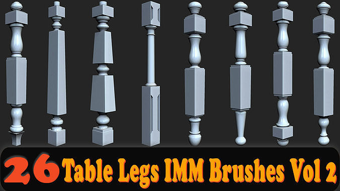 3D model 26 Table Legs IMM Brushes Vol 2 VR / AR / low-poly | CGTrader