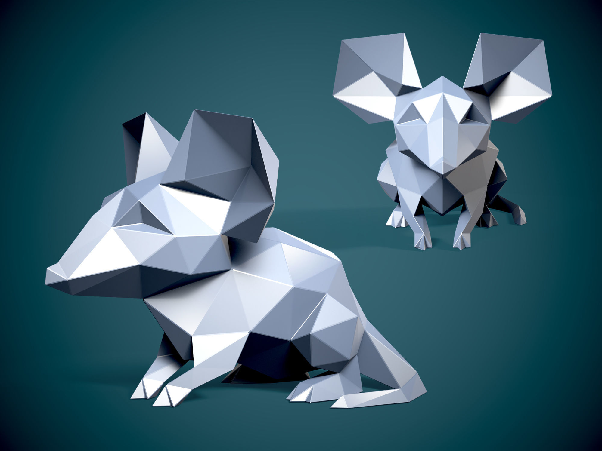 Low Poly style Mouse and Pepakura 3D model 3D printable | CGTrader