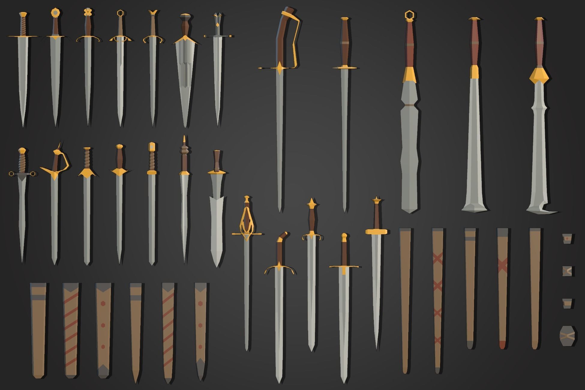 3D model Low Poly Sword Pack 2 VR / AR / low-poly | CGTrader