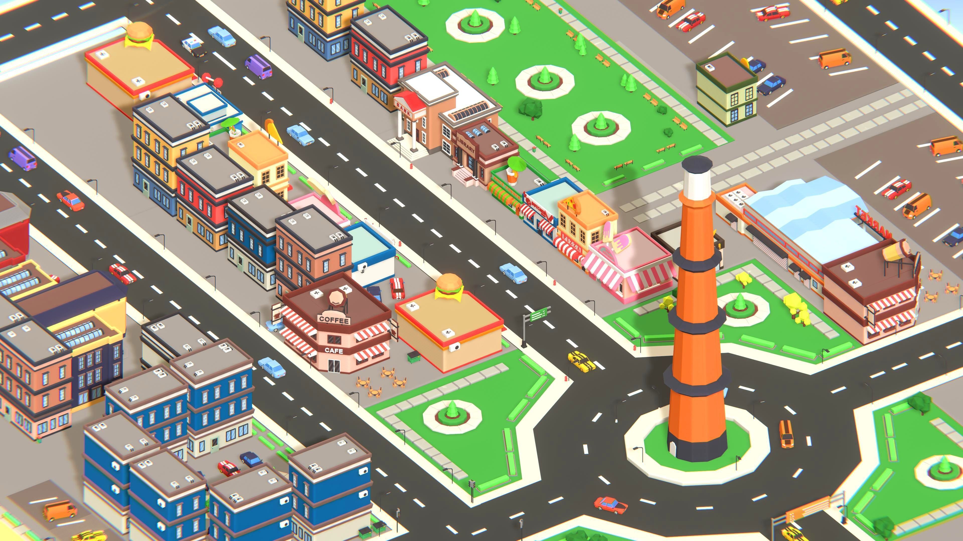 3D model Simple Town - Low Poly Assets VR / AR / low-poly | CGTrader