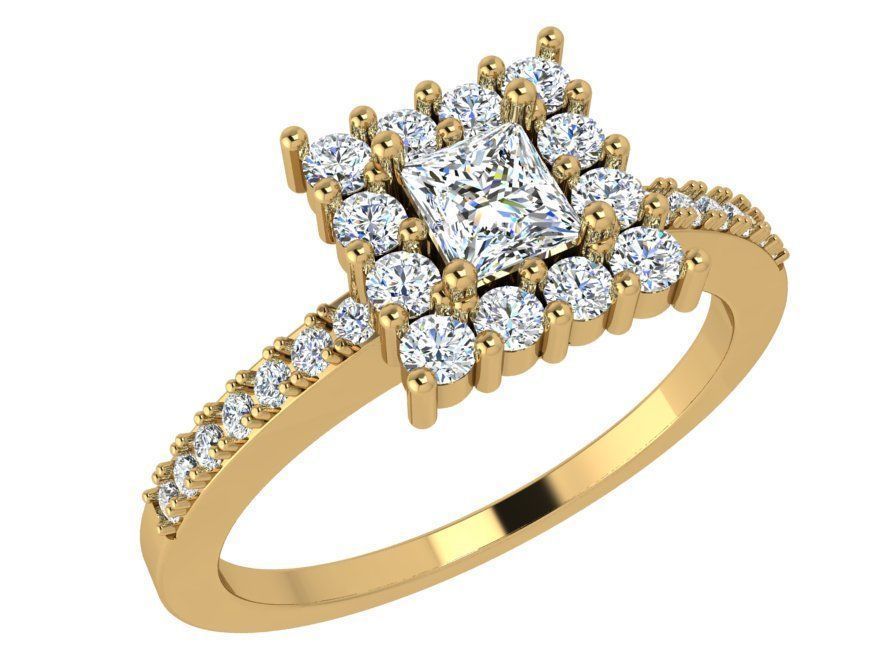 Square diamond ring 3664 3D print model 3D model 3D printable | CGTrader