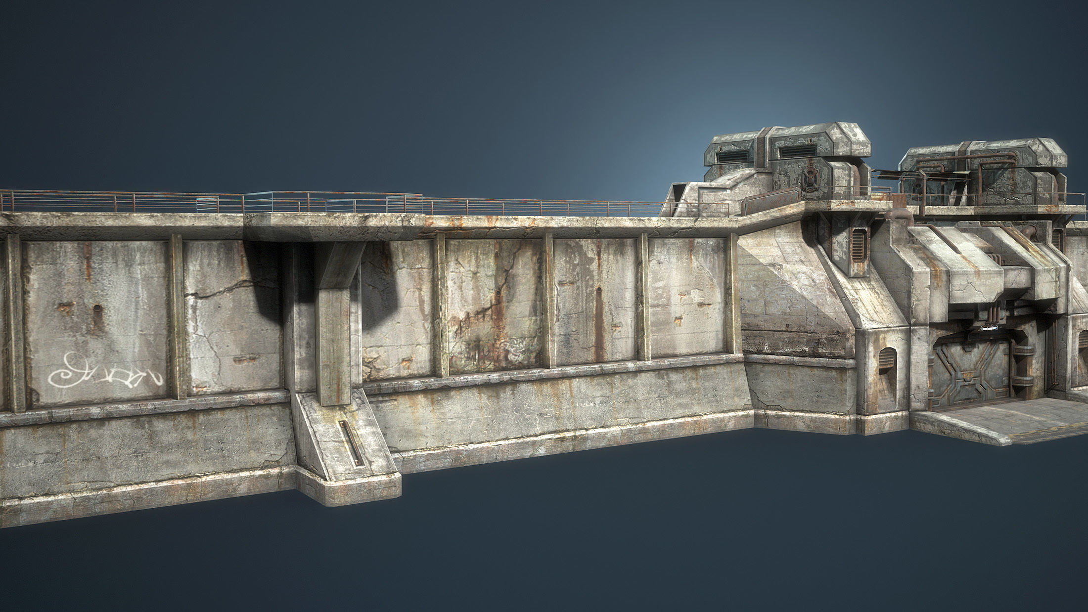 3D model Futuristic City Defensive Walls VR / AR / low-poly | CGTrader